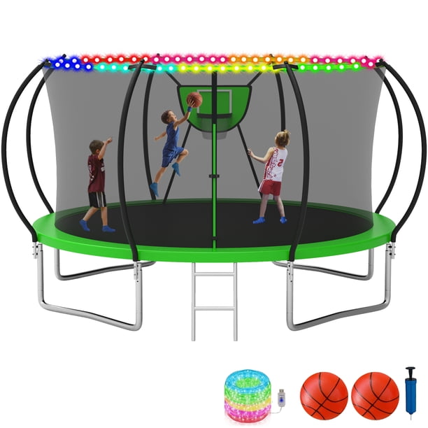 KOFUN Trampoline 12FT, Heavy Duty Backyard Trampoline with Basketball ...