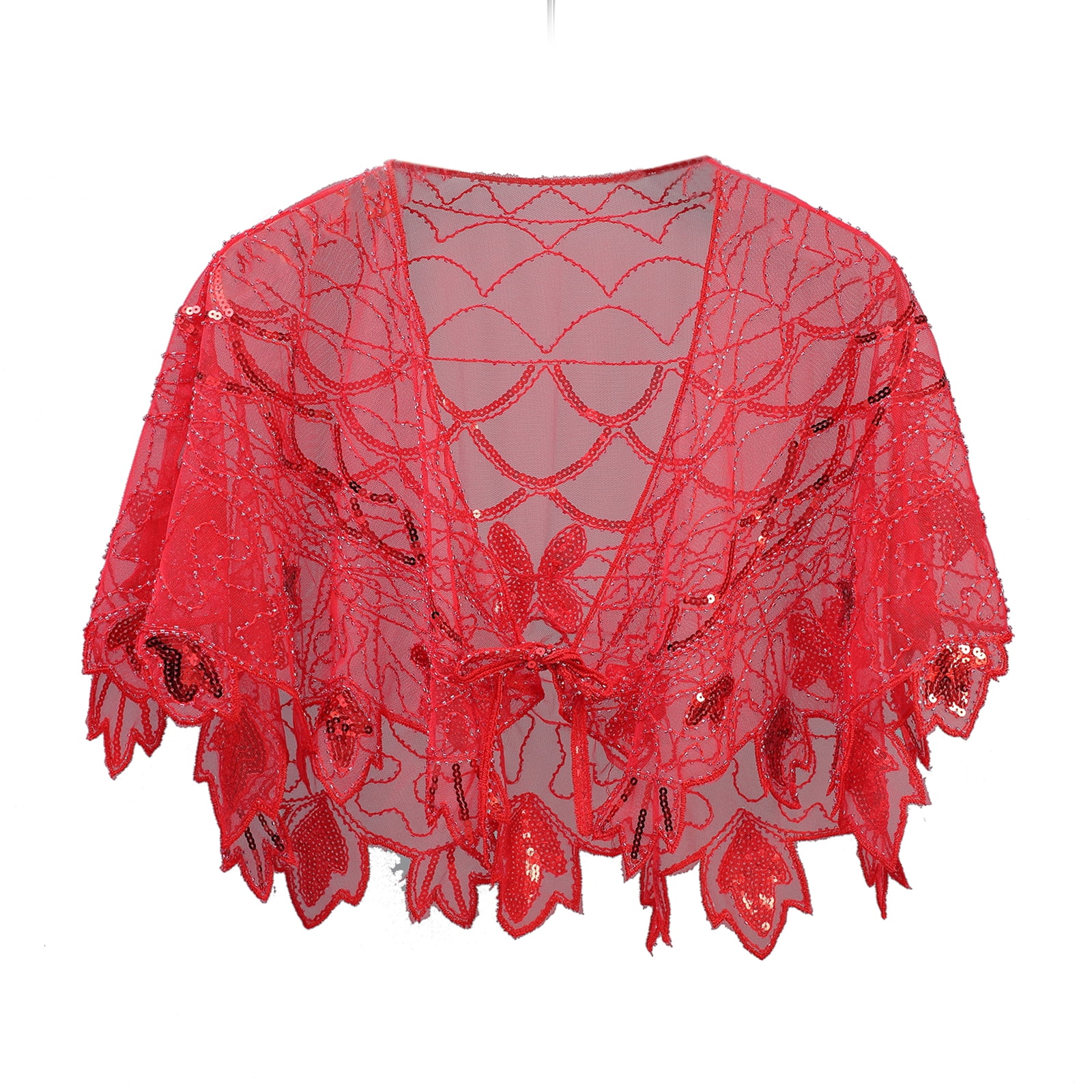 Formal 1920 Sequin Beaded Capelet Cape Tie Front Shrug Cardigan Wear ...