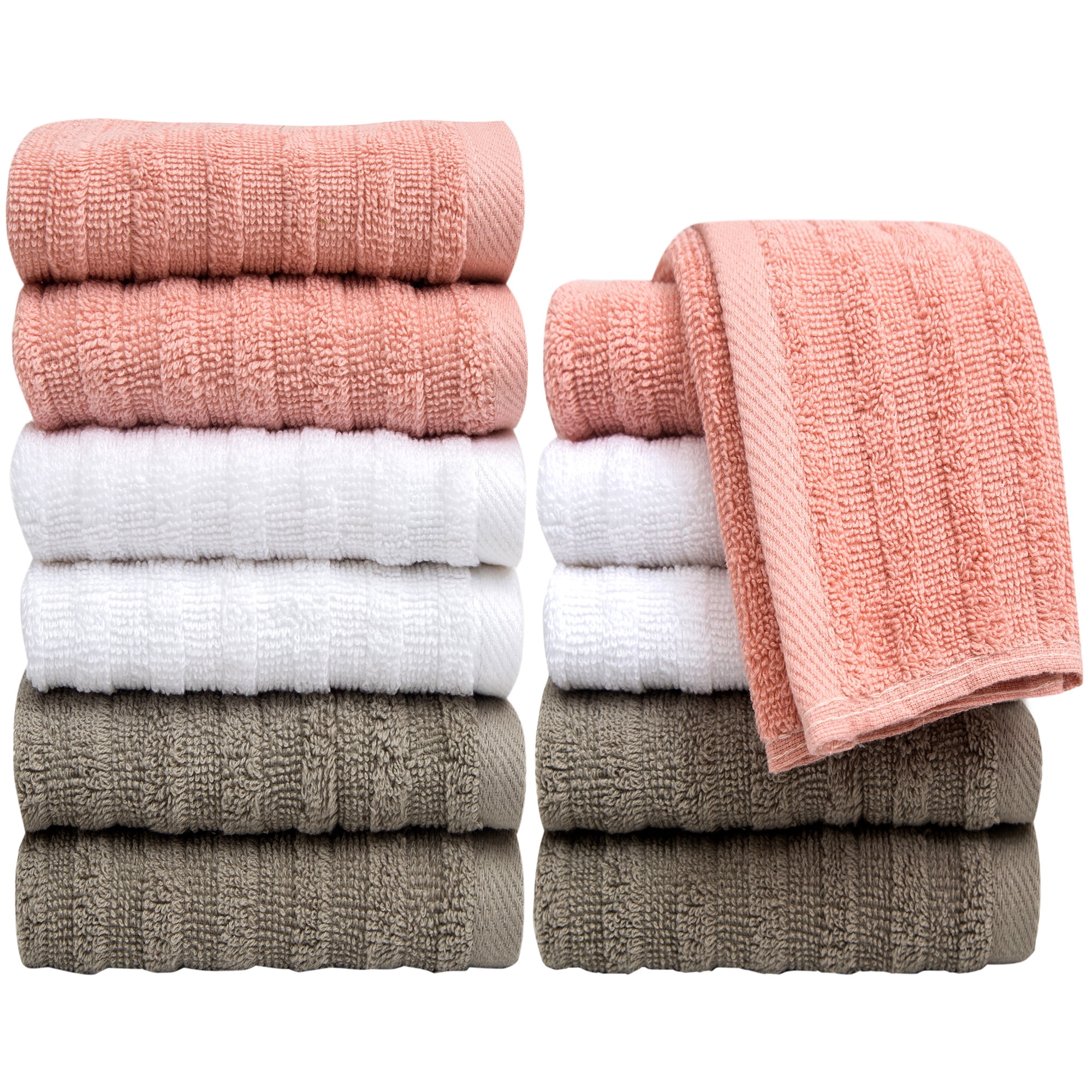 Pleasant Home Washcloths Set - 12 Pack | 12” x 12” | 100% Ring Spun ...