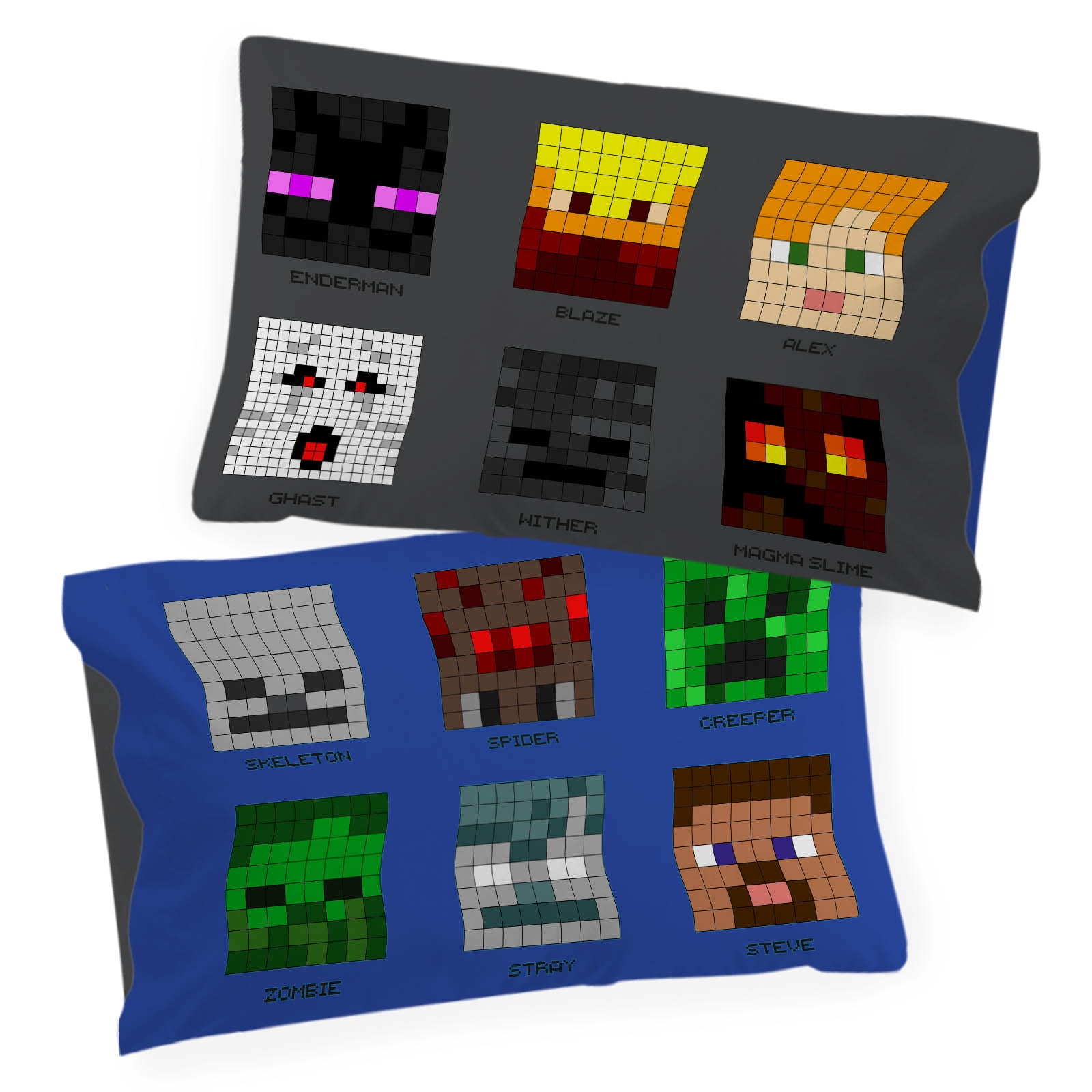 Minecraft Blue Pixel Friends 1 Pack Standard Pillowcase, 100% ...