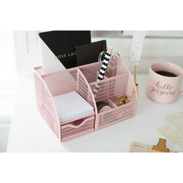 Blu Monaco 5 Piece Pink Office Supplies Desk Organizer Set - Walmart.com