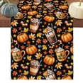 Autumn Pumpkin Latte Berries Table Runner 13x72in Non-Slip Cotton Linen ...
