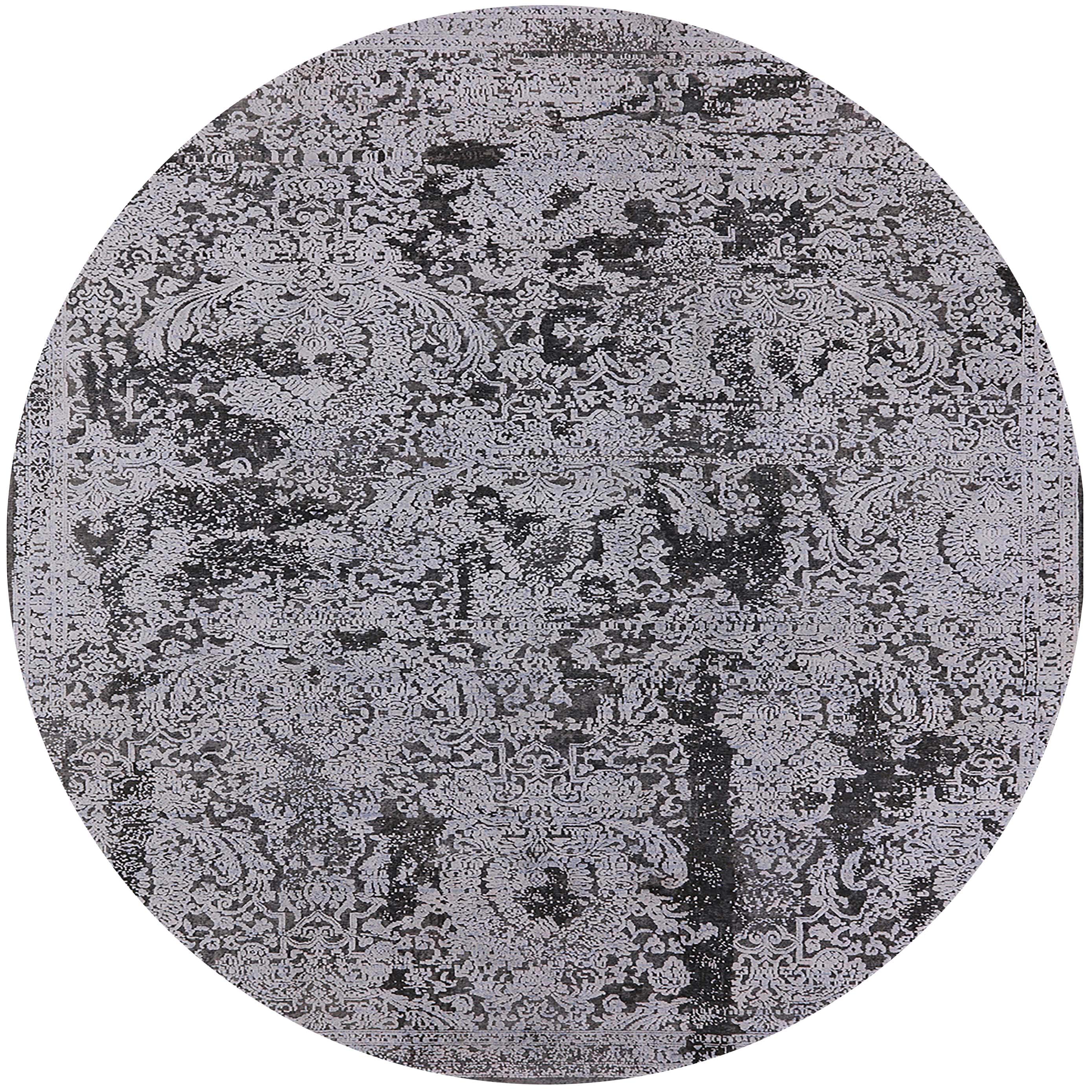 Ahgly Company Indoor Round Mid-Century Modern Gray Oriental Area Rugs ...