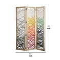 3 Panel Wooden Screen with Woven Reinforced Yarn, Multicolor - Walmart.com