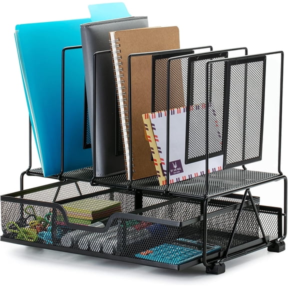 Behome Desk Organizer with File Holder, 5-Tier Desktop File Organizer ...