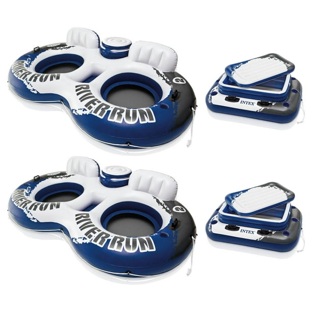 Intex River Run II Inflatable 2 Person Pool Tube Float (2 Pack) w ...