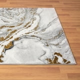 LUXE WEAVERS Marble Effect Abstract Gray 2x7 Area Rug for Living Room ...