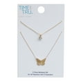 Time and Tru Women's Gold Tone Butterfly and Pendant Necklace Set, 2 ...