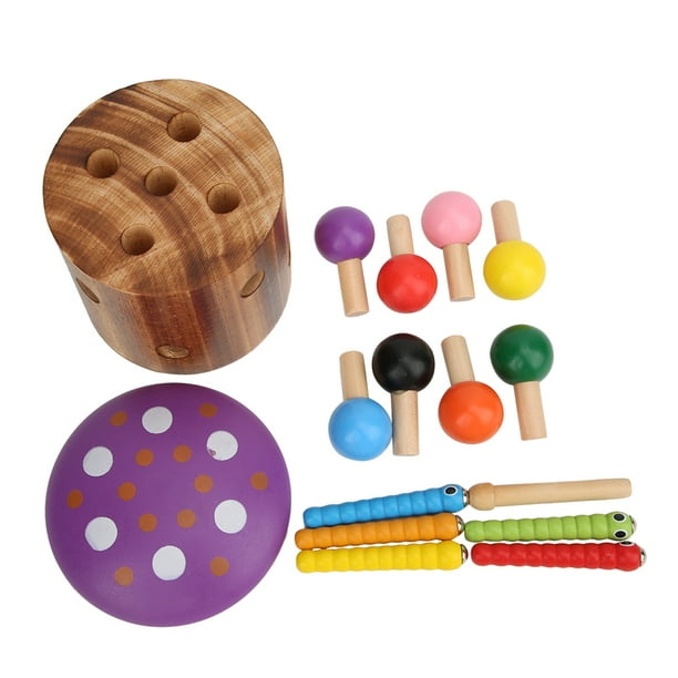 Mushroom Catch Worm Game Magnetic Wooden Toys Blocks for Kids Learning ...
