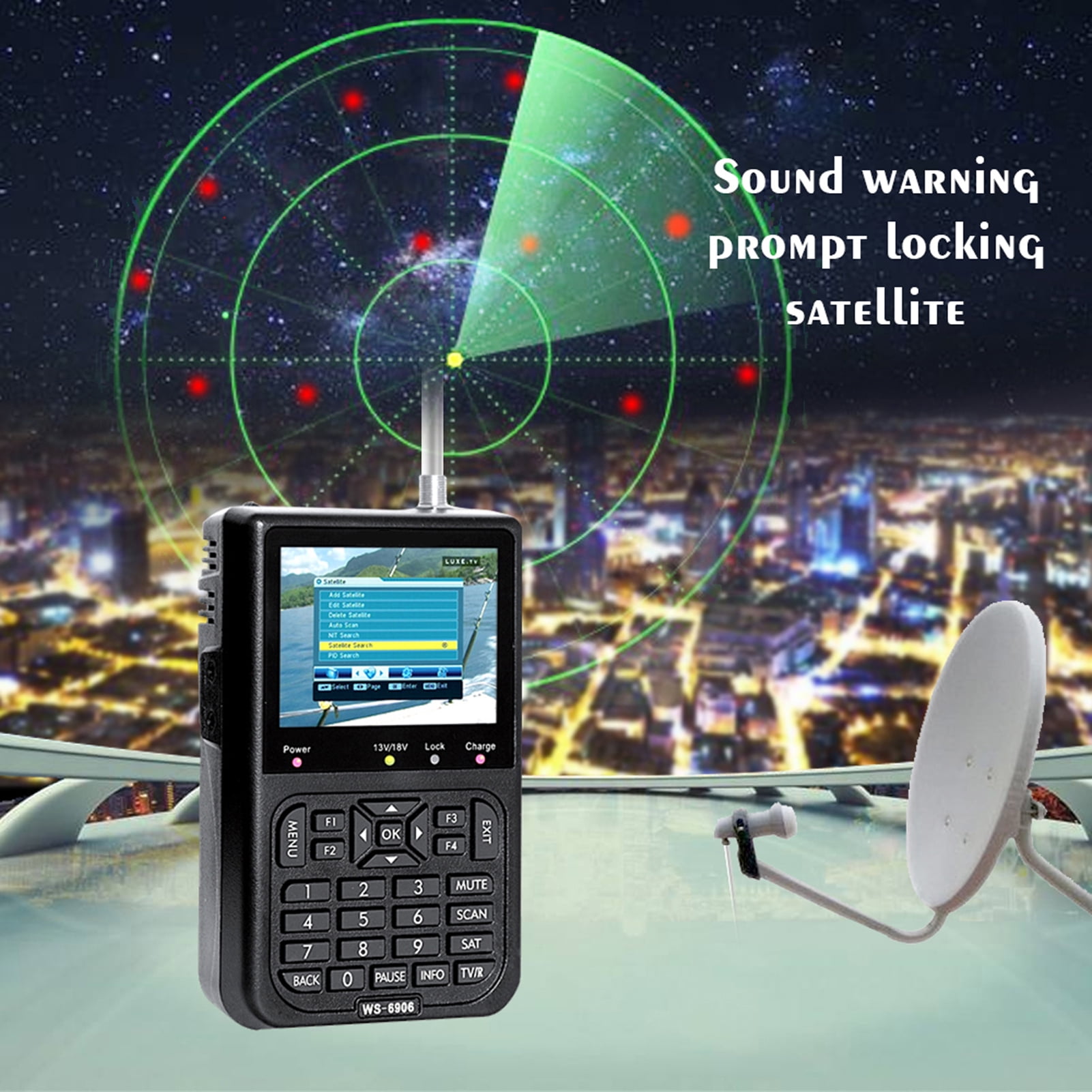 Finder Satlink WS6906 3.5in LCD Muestra De Datos Satelital Medidor De ...