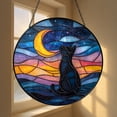 Black Cat Night Scene Stained Glass Window Hanging – Decorative Art ...