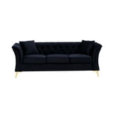 Velvet Sofa Couch, 3 Seat Button Tufted Arm Couch Upholstered Leisure ...