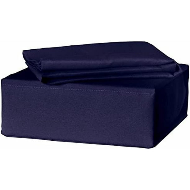 Fitted Sheet Navy Blue Solid 100 Percent Pure Cotton Super Soft 1-Piece ...