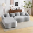 Full Compression L-Shape Sectional Sofa with Curved Chaise, Grey ...