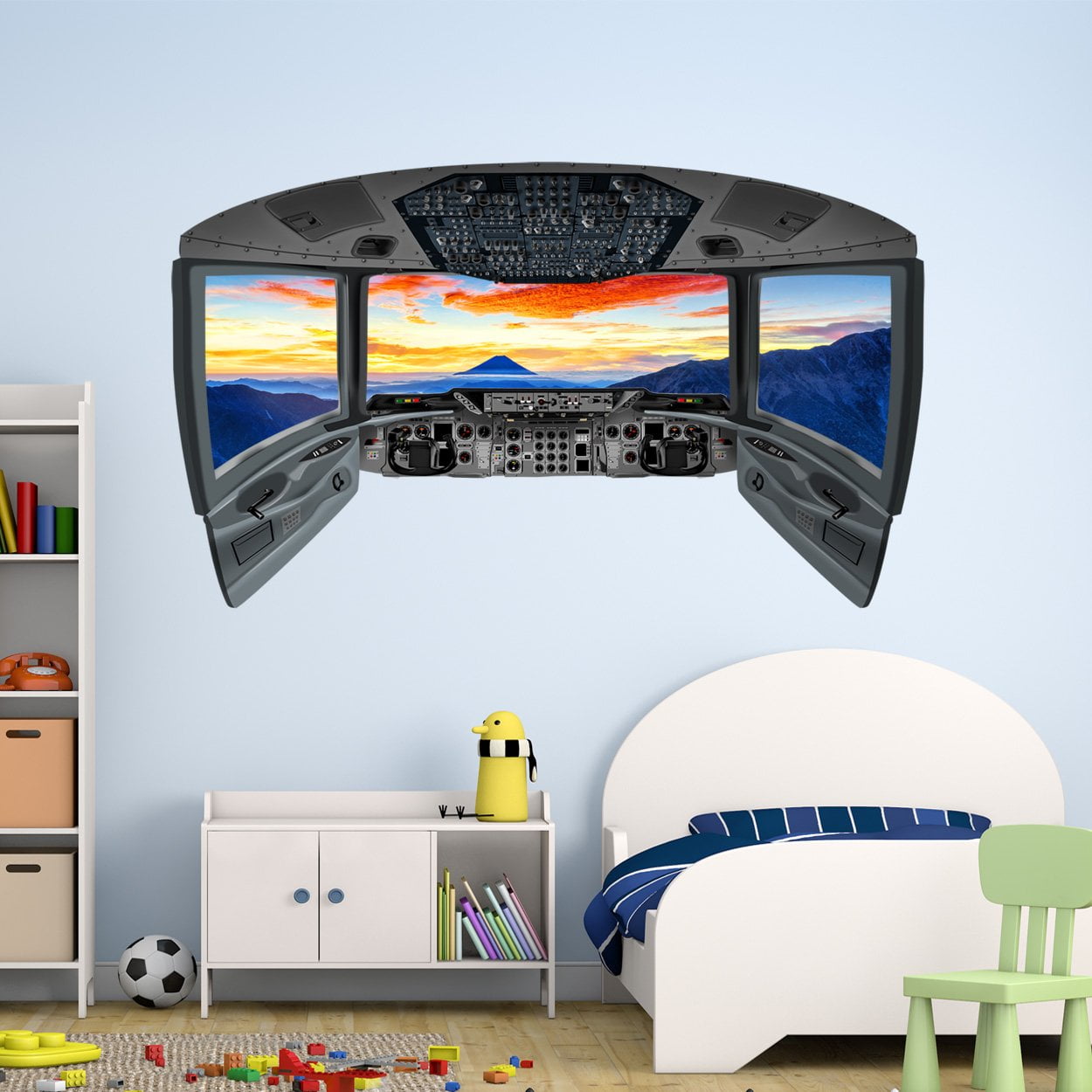 VWAQ Cockpit Wall Mural | Airplane Window Sticker Mt. Fuji Wall Decal ...