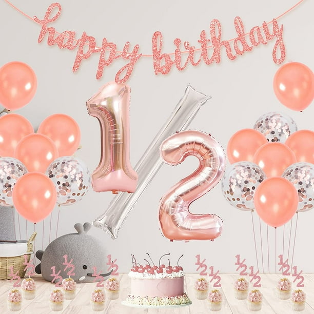 Half Birthday Decorations for Girls, Rose Gold Baby Girls 1/2 Birthday ...