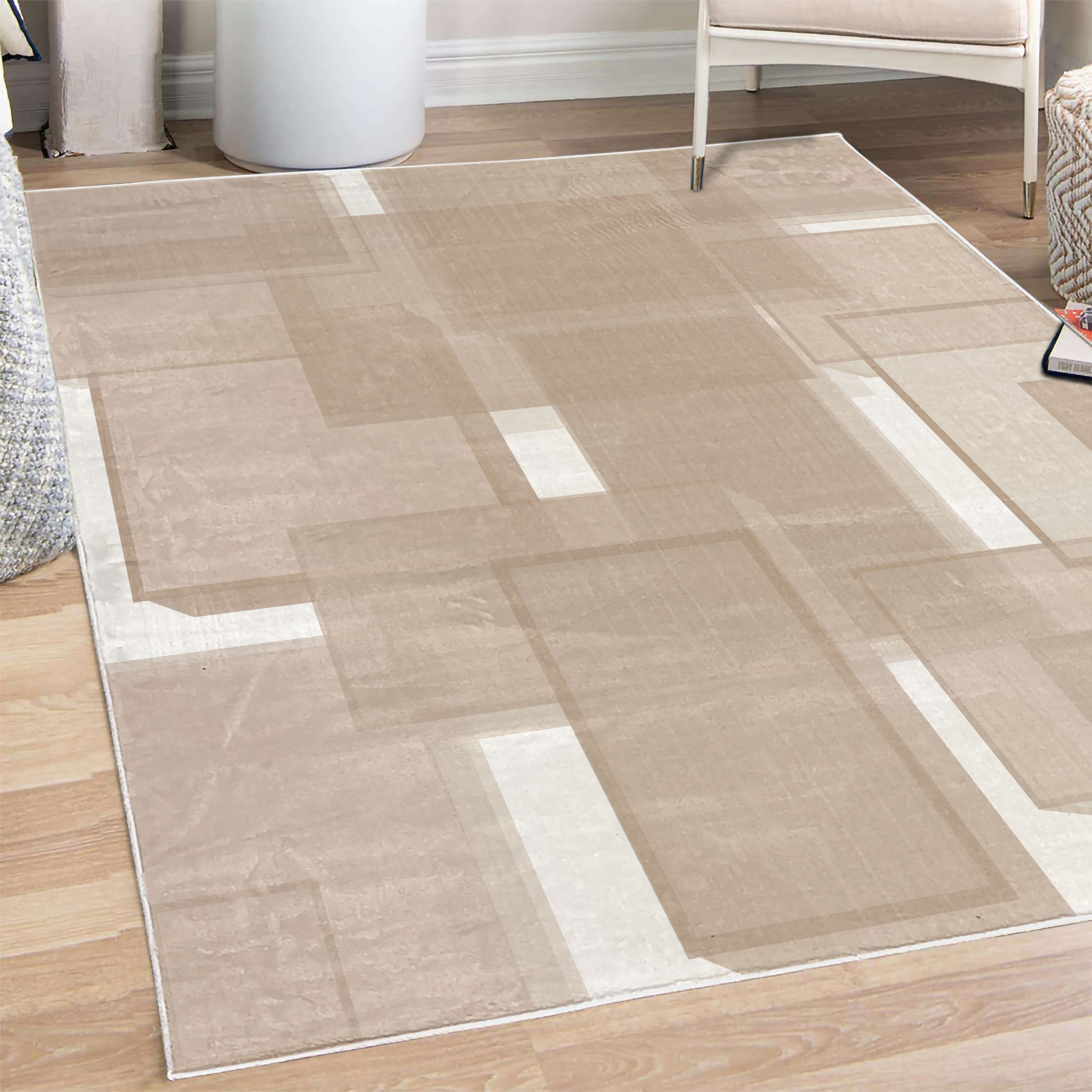 Contemporary Decorative Rug, 3 Dimensional Cubes Geometric Modern ...