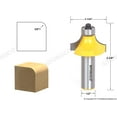 Yonico Round Over Edging Router Bit - 3/8" Radius - 1/2" Shank 13164 ...