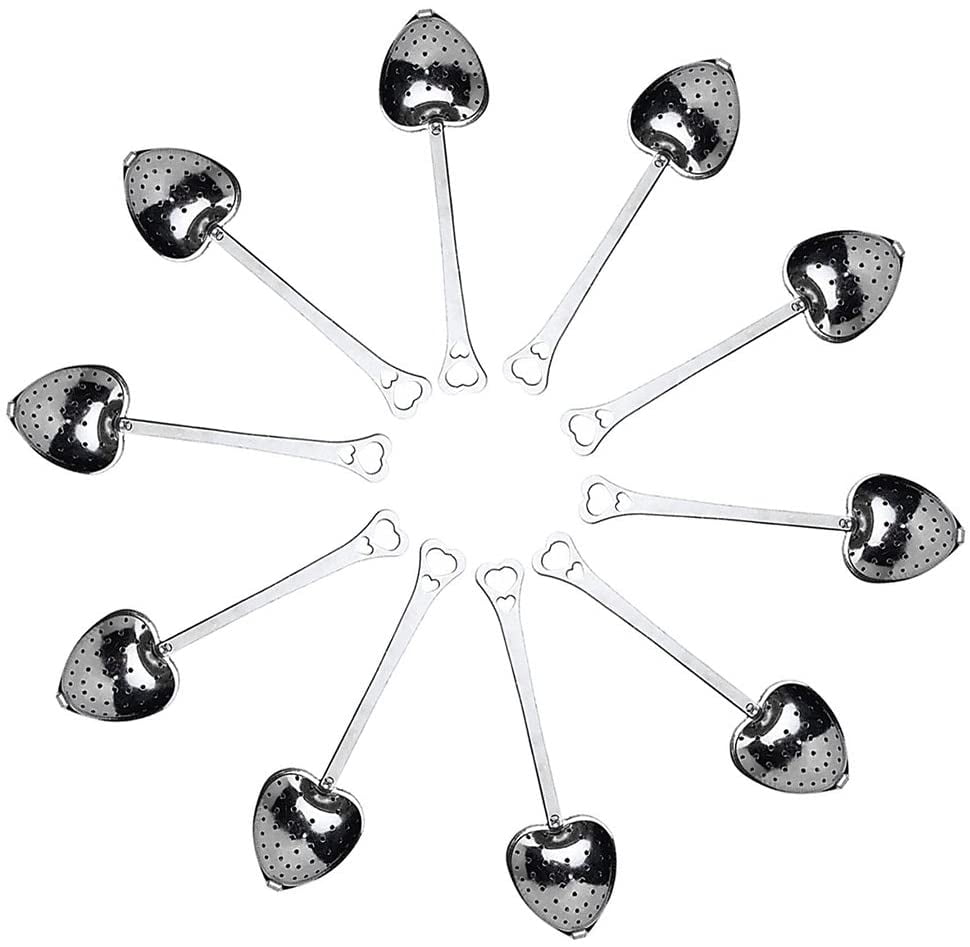 Tea Filter Infuser Spoon Long Grip Stainless Steel Mesh Heart Shaped ...
