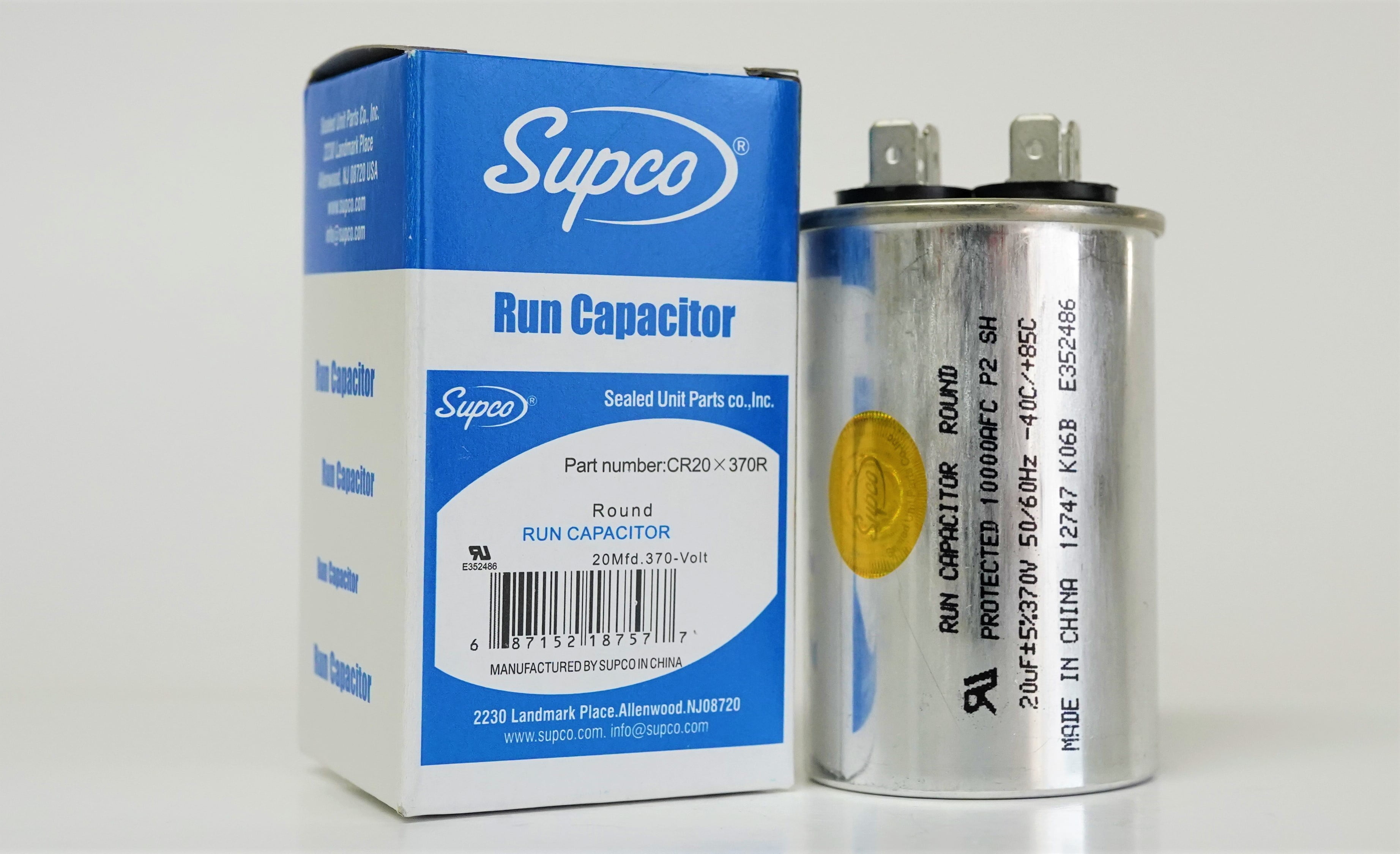 Supco CR20X370R HVAC Motor Round Run Capacitor 20 MFD 370 Volts ...