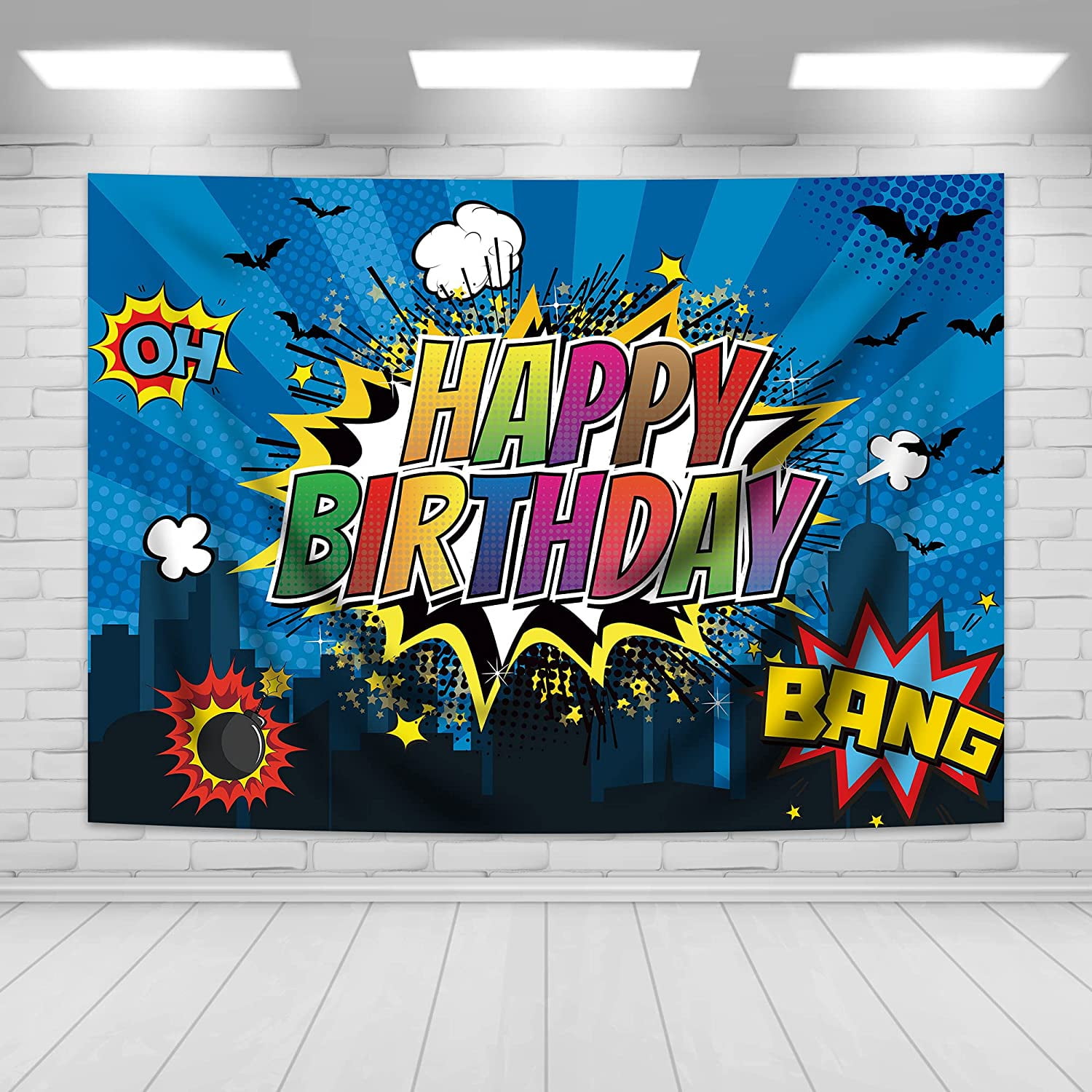 Imirell Happy Birthday Backdrop Cartoon Comic Style Night City Abstract ...