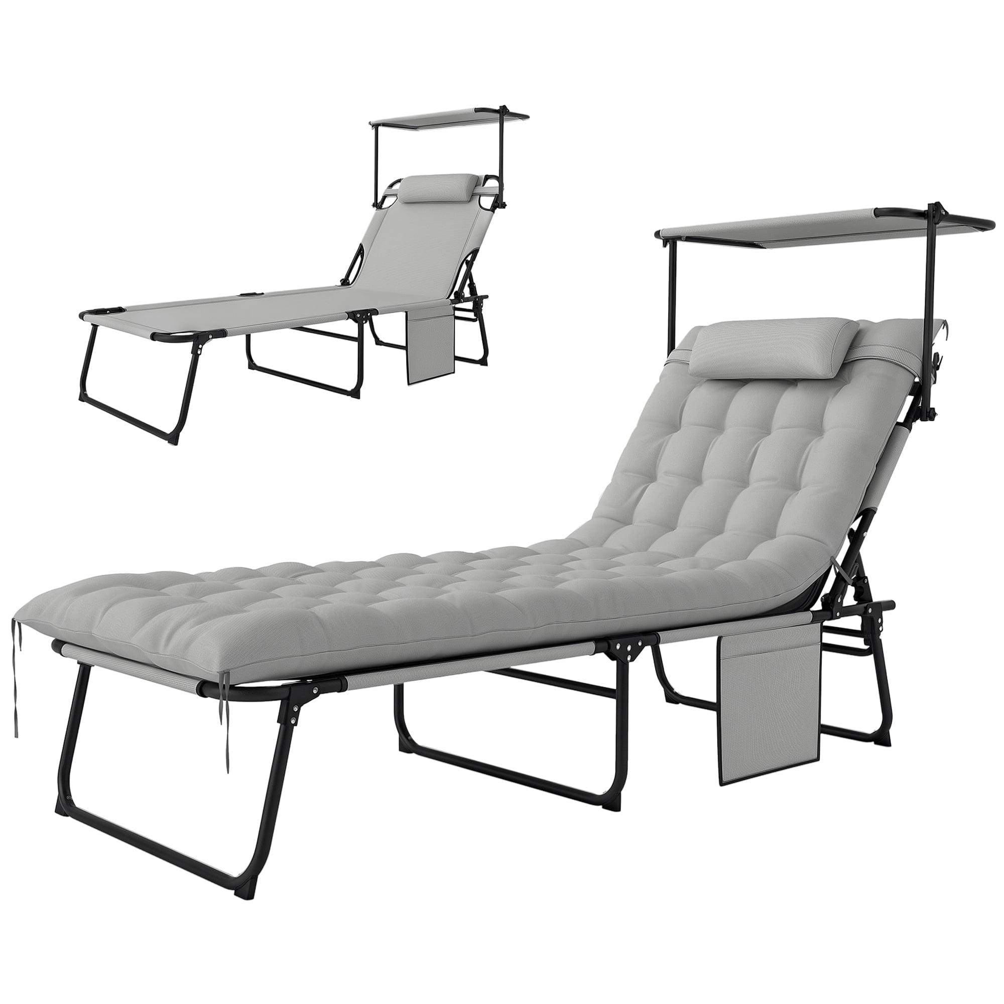 Click here for Outsunny Folding Tanning Chair With Canopy And Hea... prices