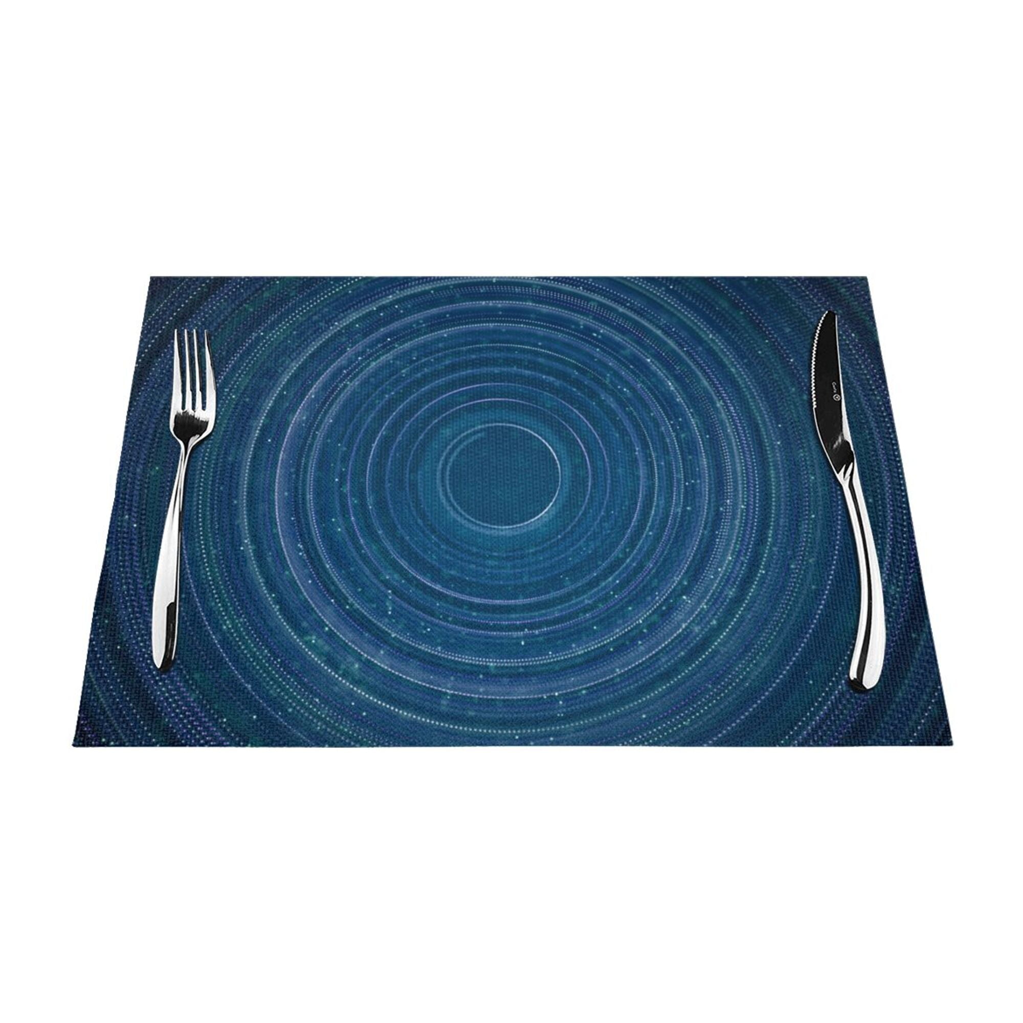 YFYANG Washable Heat-Resistant Placemats, 70% PVC/30% Polyester, Blue ...