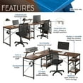 Techni Mobili L-Shape Industrial Desk with Storage Shelves, Walnut RTA ...