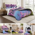 96x106in Quilt Bedding Set, Spring Wisteria Flower Lake Boat ...