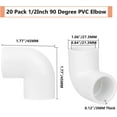 20 Pack 1/2" 90 Degree Elbow PVC Pipe Fittings, SCH40 2-Way Right Angle ...