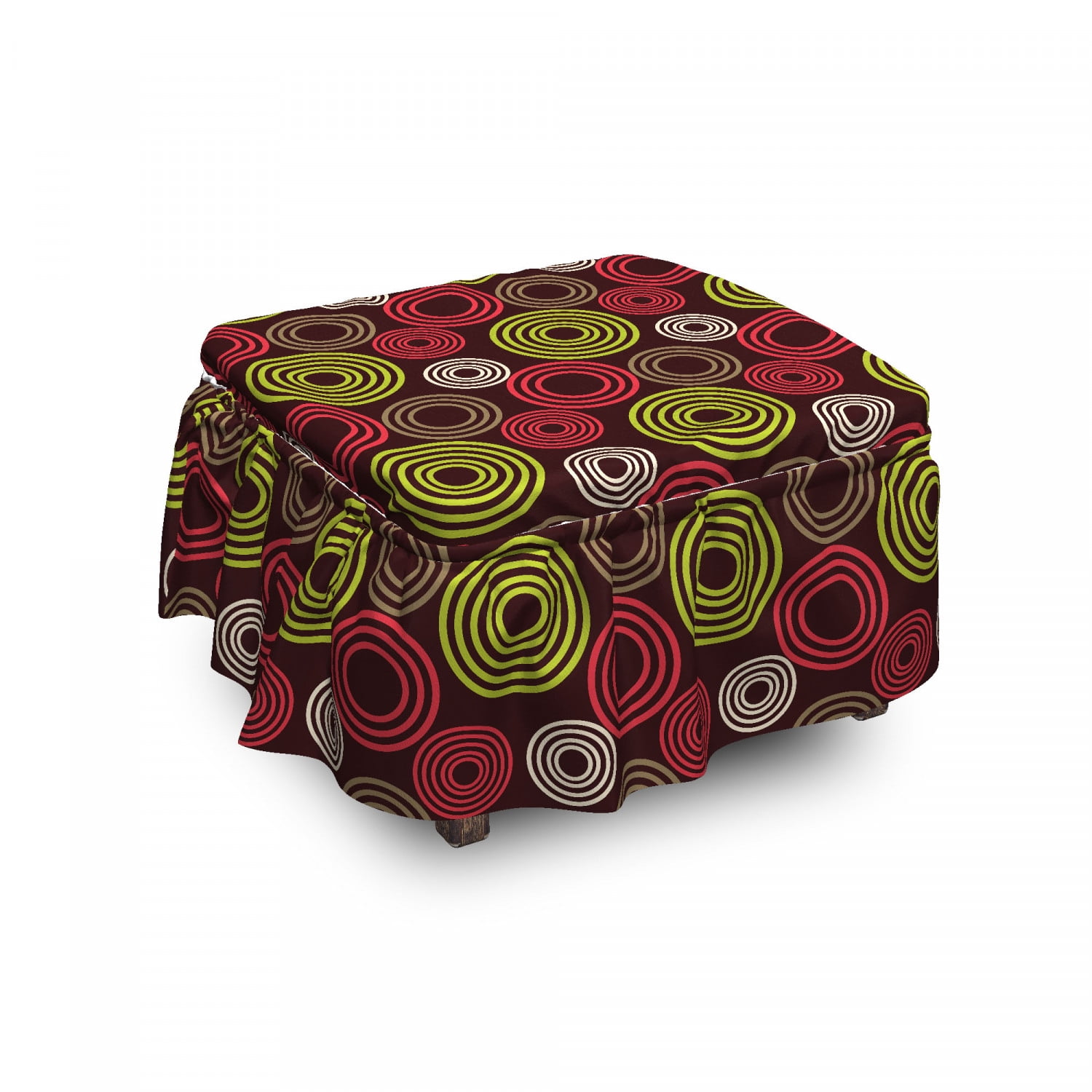 Geometric Ottoman Cover, Funky Vortex Lines, 2 Piece Slipcover Set with ...