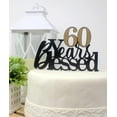 60 Years Blessed Cake Topper (Black & Gold),1 PC, 60th Birthday, 60th ...