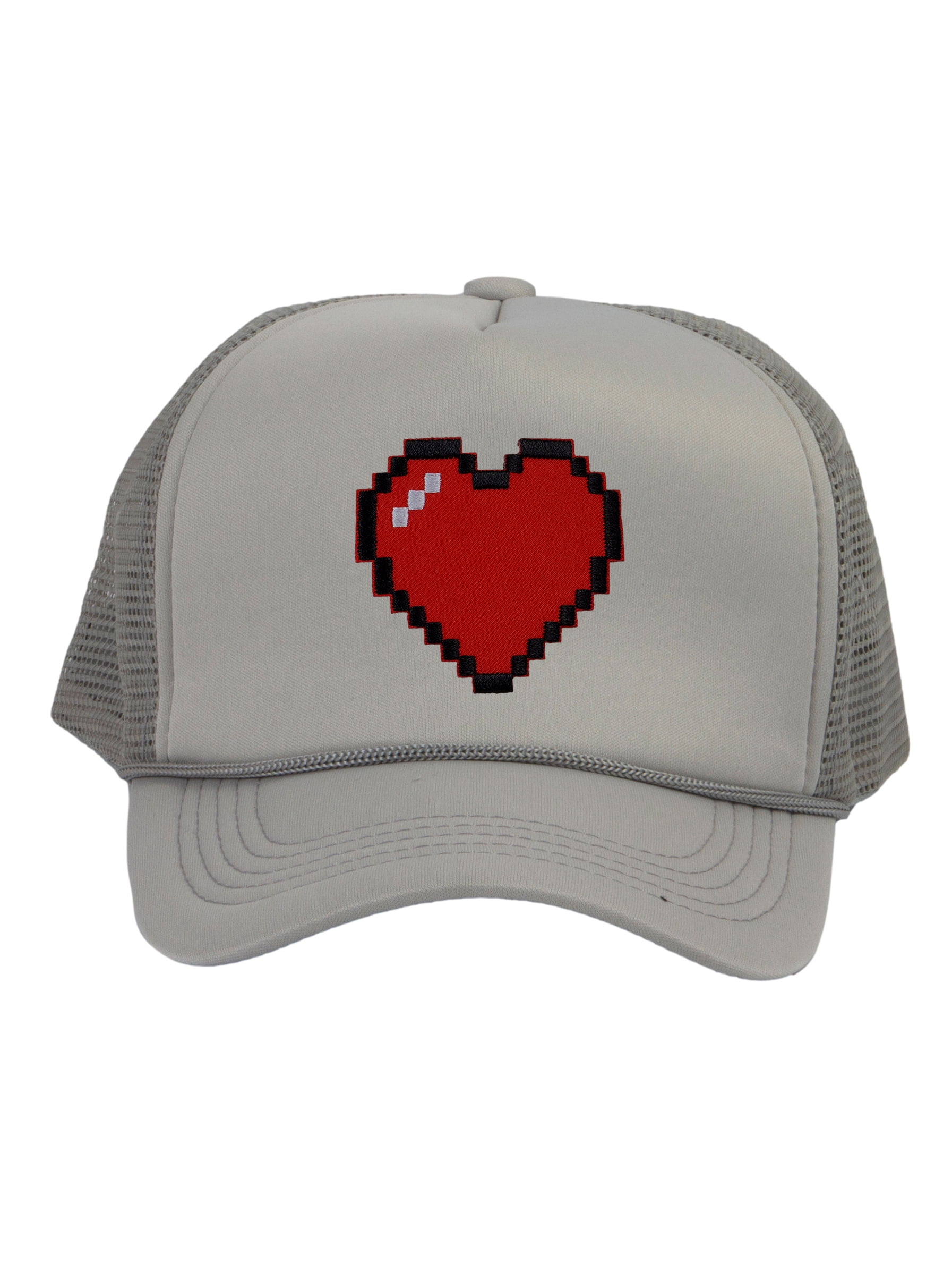 Men's 80's Retro Large 8 Bit Pixelated Heart Gamer Trucker Hat, Light ...