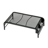 Mind Reader Metal Mesh Monitor Stand with Storage Compartments, Black ...