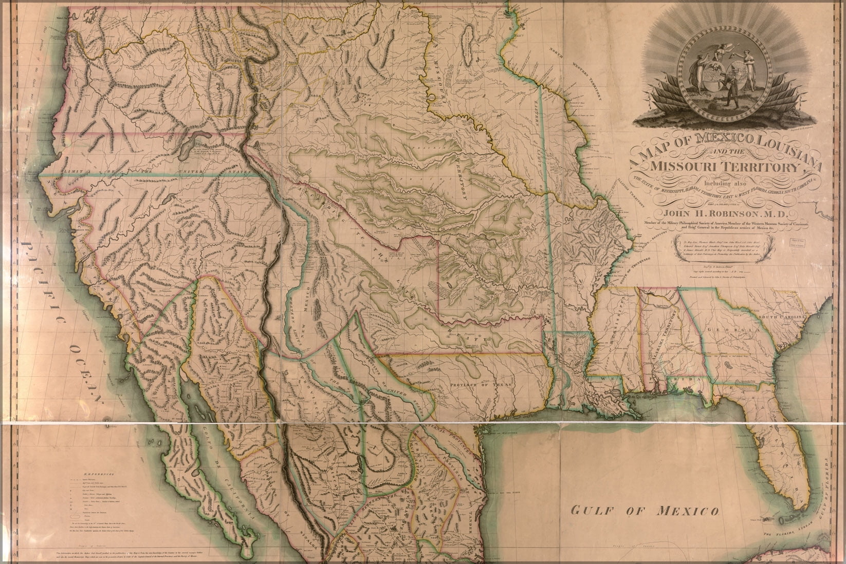 24"x36" Gallery Poster, map of western united states of america 1819 ...