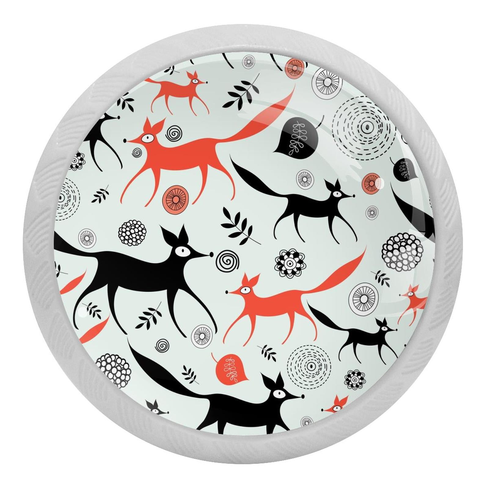 4PCS Round Fox Cabinet Fluorescence Knob Glowing in the Dark Furniture ...