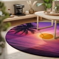 Beach Seaside Sunset Round Rug 3ft Natural Scenery Palm Tree Purple ...