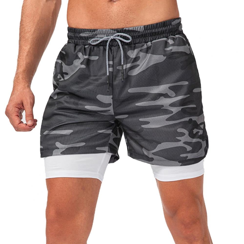 Xmarks Men's 2 in 1 Running Shorts 5" Quick Dry Gym Athletic Workout ...