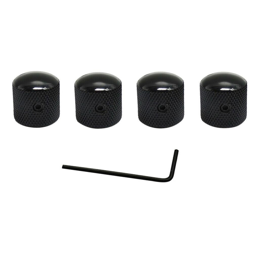4 PCS Practical Metal Black Volume Electric Guitar Bass Dome Knobs Guitar Parts Tone Control ...