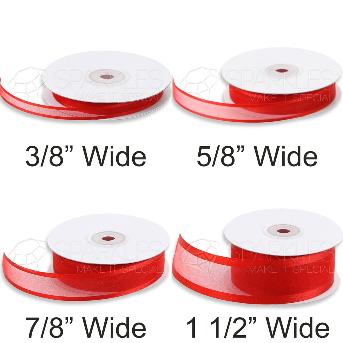 Organza Ribbon 25 Yd Yard Roll 3/8" 5/8" 7/8" 1.5" 1 1/2 in Inch Wide ...