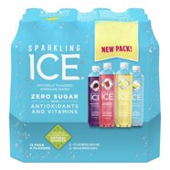 Sparkling Ice +Caffeine Zero Sugar Flavored Sparkling Water, Black Raspberry Sparkling Water, 12 ...