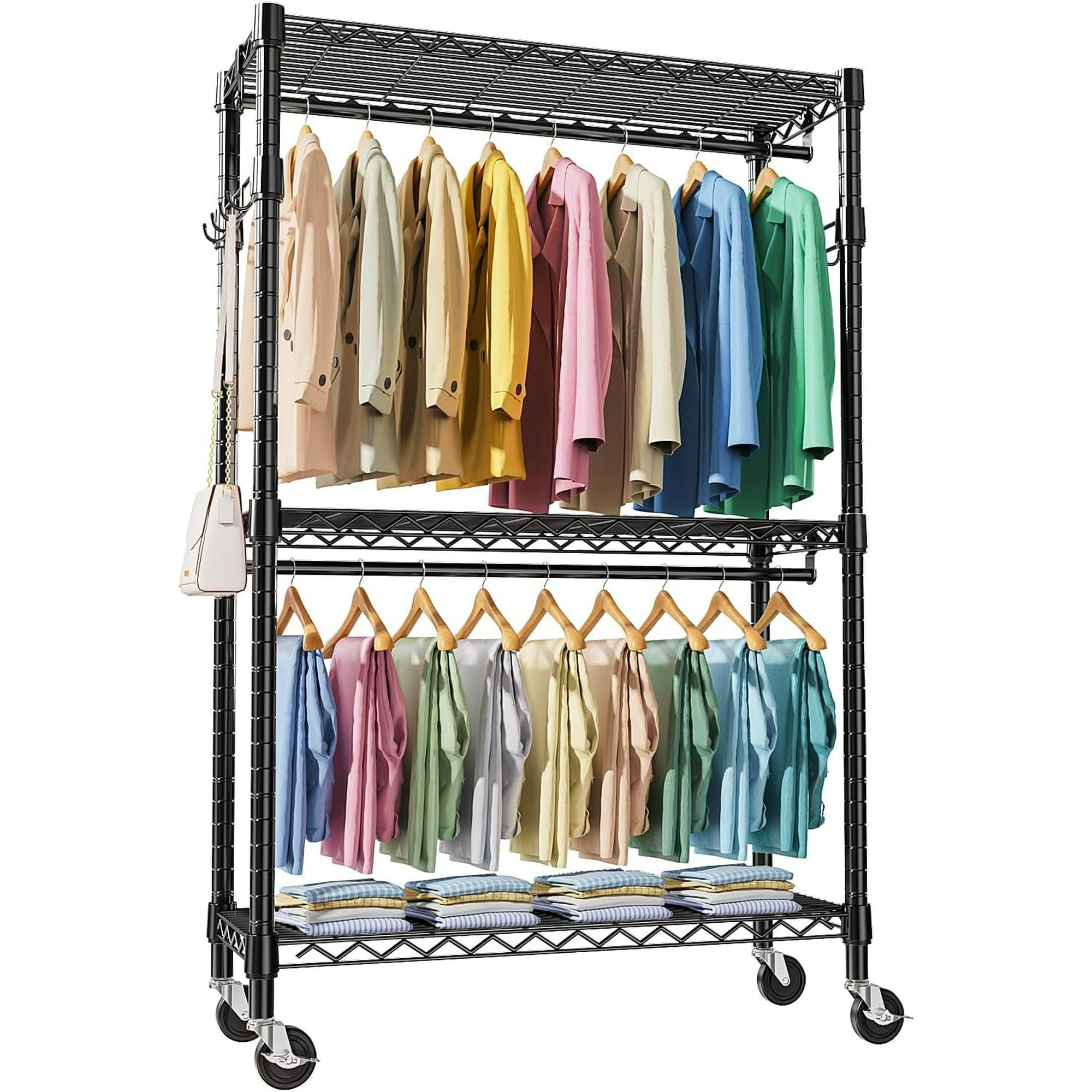 Click here for M Mzg Heavy Duty Rolling Garment Rack 3 Tiers Adju... prices
