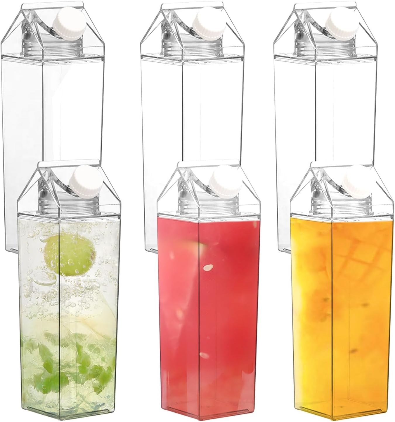 UTAH-6 Pack Clear plastic bottle,17 Oz Clear Portable Milk Box Water ...