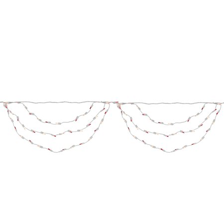 150 Red and Clear Mini Swag Christmas Light Set, 7.5ft White Wire ...