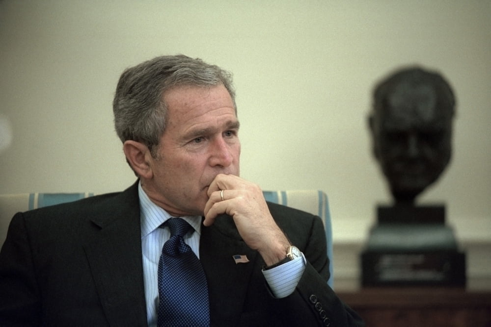 President George W. Bush During A Meeting In The Oval Office Of The ...