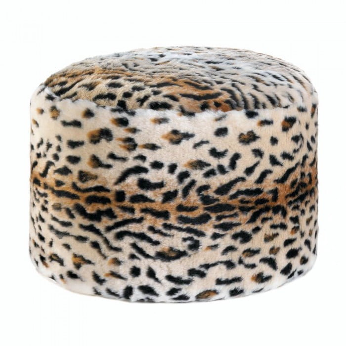 SNOW LEOPARD FUZZY OTTOMAN - Walmart.com