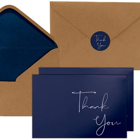 40 Navy Blue Thank You Cards with Envelopes - Classy Thank You Greeting ...