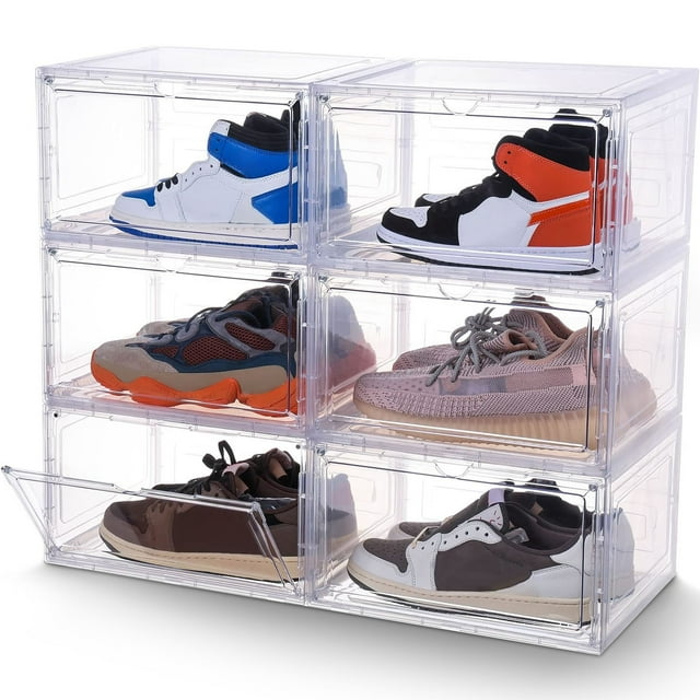 Stelive 6PCS Shoe Display Box Shoe Box Storage Container Stackable Shoe ...