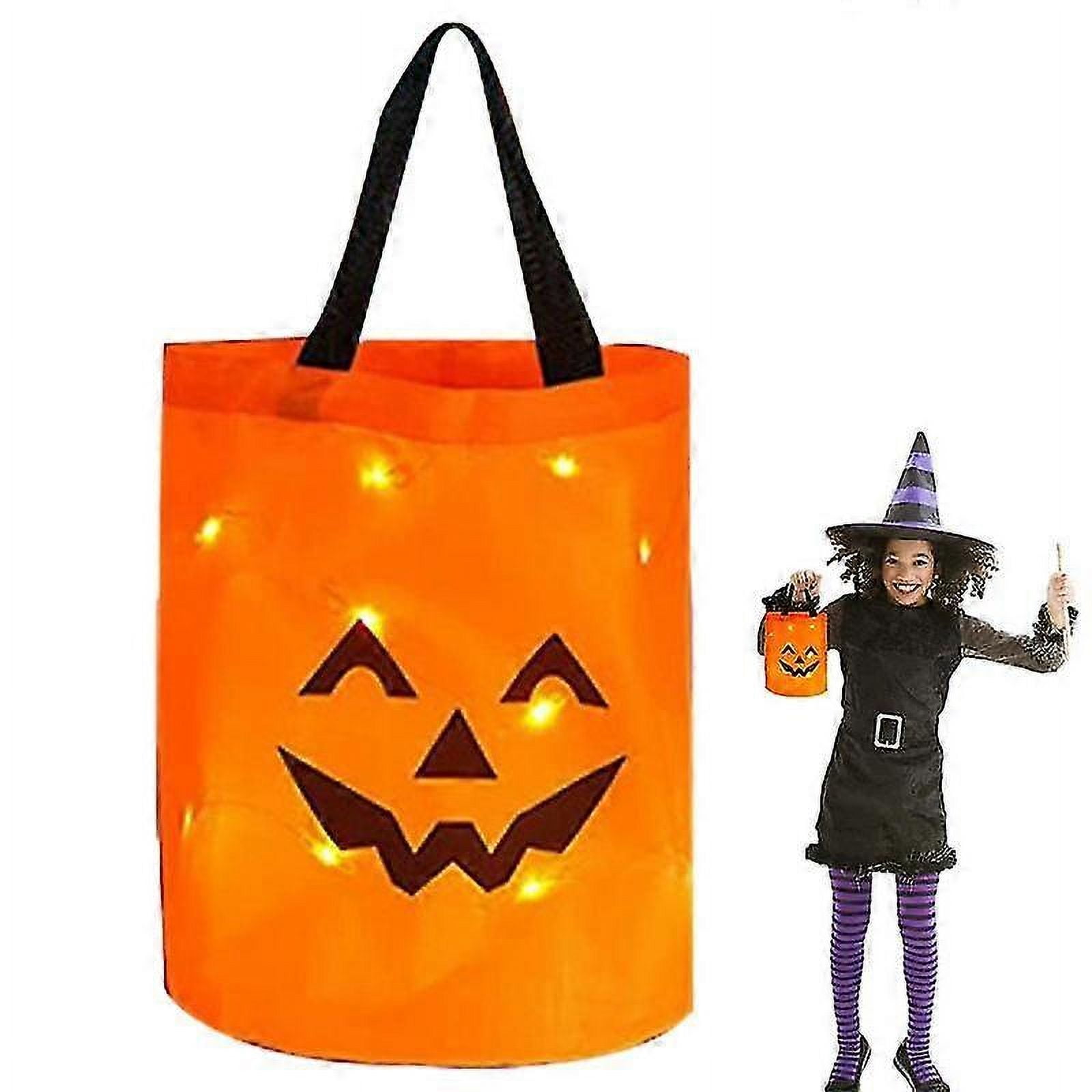 Halloween Candy Tote Bucket With Lights Light Up Bag Holder Treat Goody ...