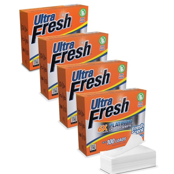 Ultra Fresh Platinum 6X Laundry Detergent Sheets with Fresh Scent, Set ...